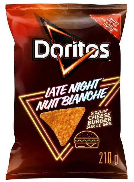 Doritos Late Night Sizzlin' Cheeseburger Flavored Tortilla Chips, 210g