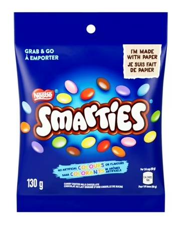 Nestle Smarties Candy Coated Milk Chocolate Pouch, 130g