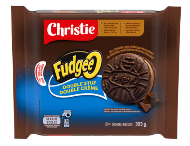 Fudgee-O Sandwich Cookies Double Stuf Creme Filled 303g