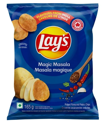 Lay's Magic Masala Ridged Flavored Potato Chips, 165g