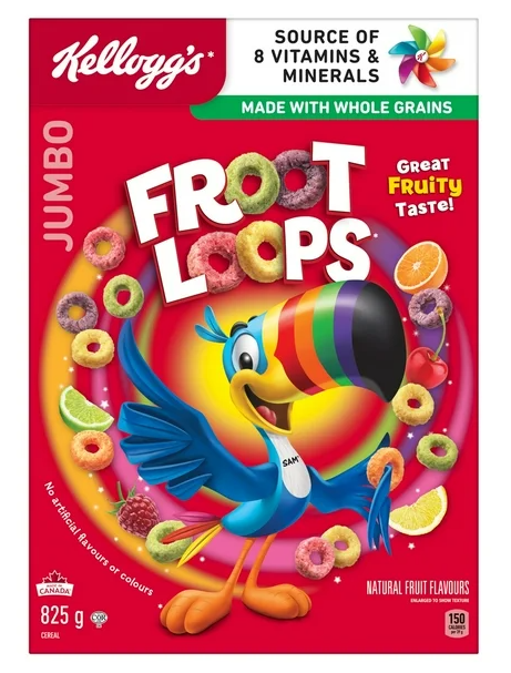 Kellogg's Canadian Froot Loops Breakfast Cereal, Jumbo Size, 825g