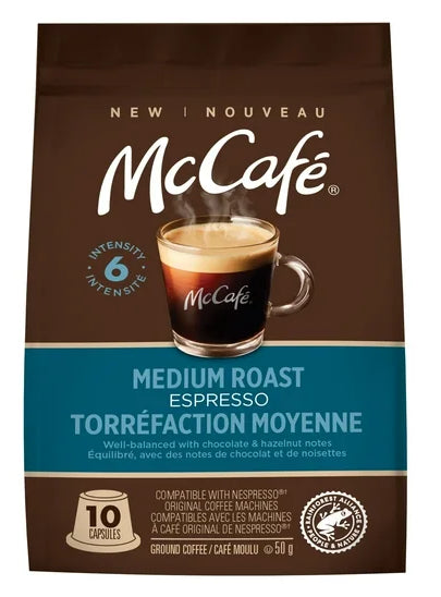 McCafe Espresso Medium Roast Coffee Capsules, Nespresso Original Line