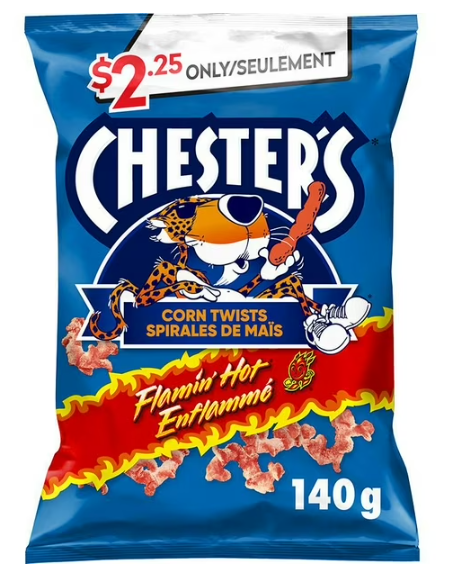 Chester's Corn Twists Flamin' Hot Cheese Flavoured Snacks, 140g ...