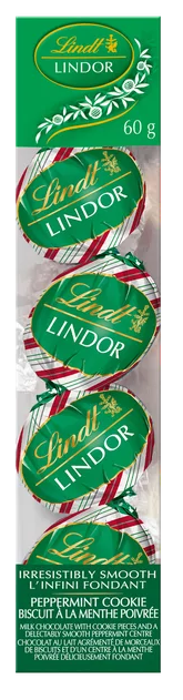 Lindt LINDOR Milk Chocolate Peppermint Cookie Truffle Ornaments, 60g B