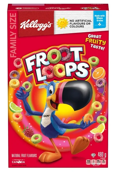 Kellogg's Canadian Froot Loops Breakfast Cereal, Family Size, 480g