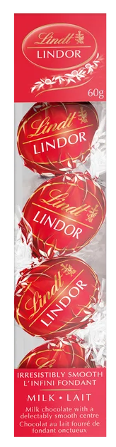 Lindt LINDOR Milk Chocolate Truffle Ornaments, 60g Box