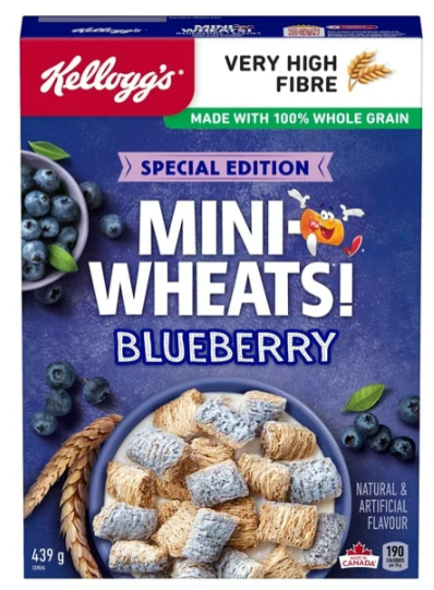 Kellogg's Mini-Wheats Cereal, Blueberry Flavor, 439g