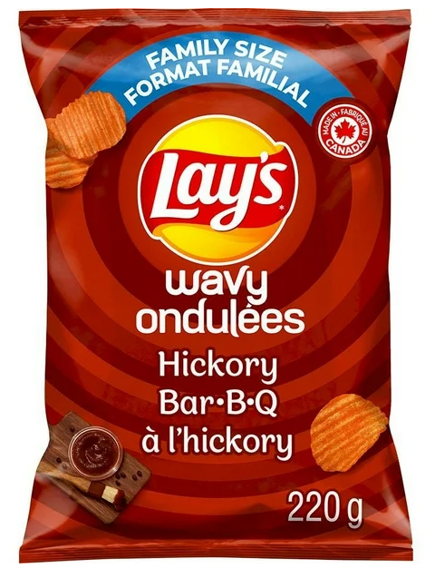 Lay's Wavy Hickory BBQ Flavored Potato Chips, 220g — CanadaGroceryStore